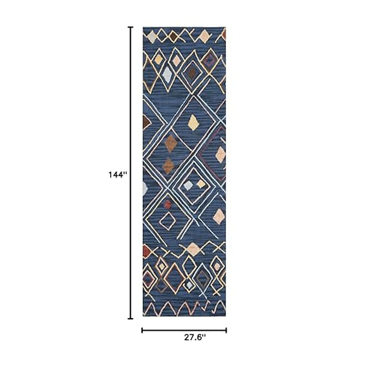 SAFAVIEH Suzani Collection Runner Rug - 2'3" x 12', Blue & Multi, Hand-Hooked Boho Wool, Ideal for High Traffic Areas in Living Room, Bedroom (SZN316A)