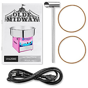 Olde Midway Commercial Quality Cotton Candy Machine Cart with Bubble Shield, SPIN 2000 Electric Candy Floss Maker