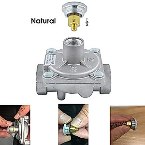 Guofulda 1/2'' Natural Gas Regulator, Inlet Pressure:1/2’’ PSIG, Outlet Pressure LPG 5" W.C, 1/2"-14NPT Grill Regulator for NG Gas Low Pressure Regulator with Gas Line Thread Tape
