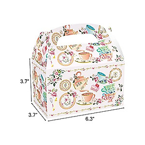 CIEOVO 24 Pack Tea Party Goodie Gift Boxes, Tea Party Paper Gift Boxes Bags for Floral Tea Theme Baby Shower Bridal Shower Engagement Bachelorette Party Supplies Decorations