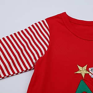 Toddler Girl Christmas Dress Long Sleeve Cotton Casaul Red Applique Playwear Shirt Jersey Party Dresses 4T