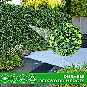 Savieva Grass Wall Panels, 8PCS 10x10inch Artificial Boxwood Hedges Panels, UV Protected Greenery Backdrop Wall Faux Grass Decor for Outdoor Indoor Garden Backyard Fence Privacy Hedge Screen