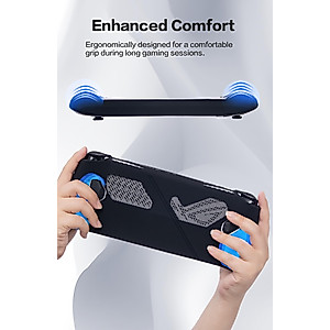 Silicone Case for ROG Ally, Protective Case for ROG Ally with Tempered Glass Screen Protectors, Dust-Proof Net, Joystick Protectors and 3.1 Adapter - Black