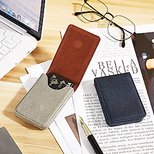 Outus 4 Pcs Business Card Holder, Business Card Wallet PU Leather Business Card Case Pocket Business Name Card Holder with Magnetic Shut Credit Card ID Case/Wallet(Black, Coffee, Gray, Navy)