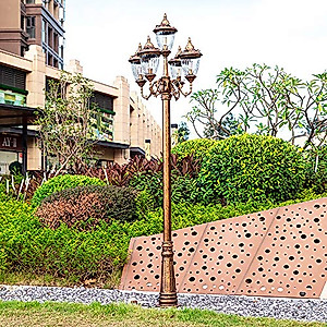 Retro Aluminum Pole Light 5 LED Post Light Outdoor Die-cast Light High Pole Courtyard Lamp European Garden Villa Community Street Lamp Lighting Waterproof Landscape Lamp