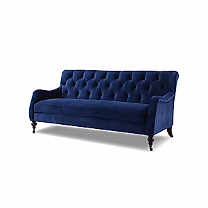 Jennifer Taylor Home Xander Tufted Sofa Metal Casters, Navy Blue