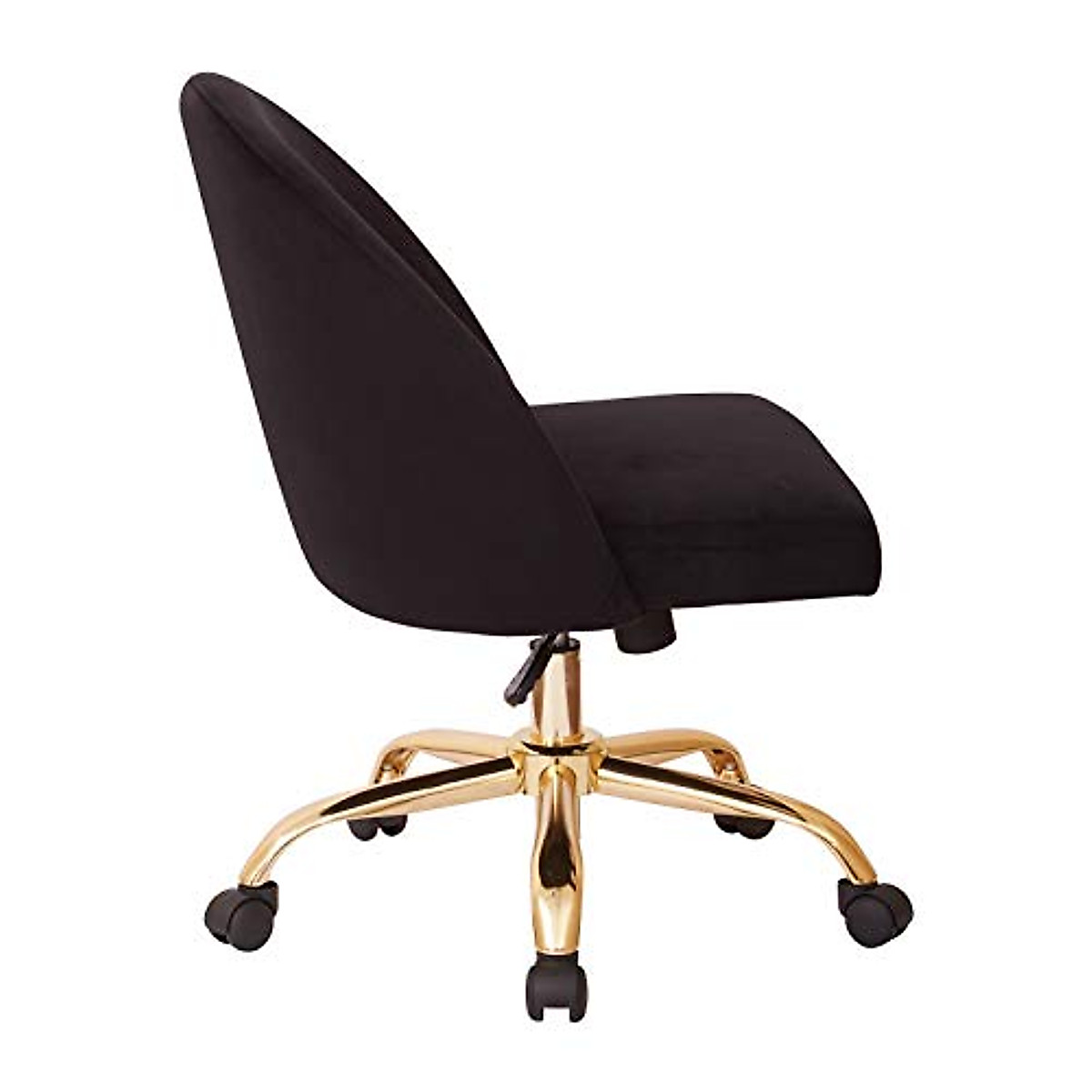 OSP Home Furnishings Layton Mid-Back Adjustable Office Chair with 5-Star Base, Gold Finish and Black Velvet