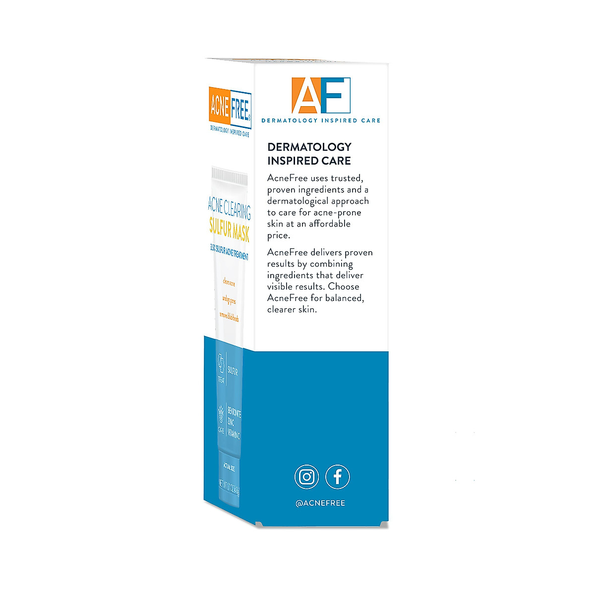 AcneFree Acne Clearing Mask, 3.5% Sulfur Acne Treatment, Absorbs Excess Oil and Unclogs Pores with Vitamin C, Bentonite, and Zinc, 1.7 Ounce - Pack of 3