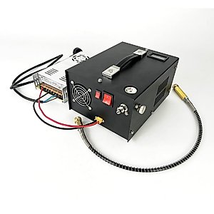 PenkiDeed PCP Portable Air Compressor Powered by 110V /220V AC or 12V DC,Oil/Water-Free and Fan Cooling 4500Psi/40Mpa Pressure Air Compressor,PCP Compressor Pump for Air Gun and Paintball/Scuba Tank
