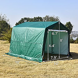 walnest Auto Storage Shelter Car Garage Steel Heavy Duty Carport Canopy Metal Frame Tent Waterproof (10×10×8ft, Green)