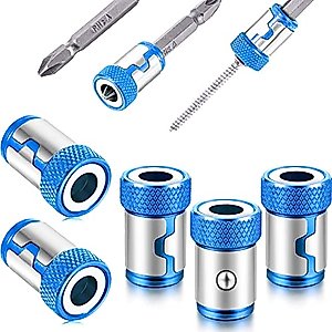 5 Pieces Magnetic Screw Ring Bit Magnetizer Ring Metal Magnetizer Screw, Removable for 1/4 Inch/ 6.35 mm Hex Screwdriver and Power Bits (Blue)