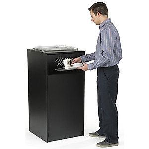 Displays2go 36 Gallon Commercial Waste Bin, Restaurant & Food Court Common Areas, Recycling & Tray Storage, Black (LCKDCHTTBK)