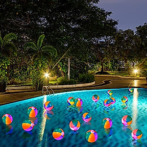 50 Pcs Mini Light Up Beach Balls 5 in LED Beach Balls Mini Glowing Inflatable Beach Balls for Summer Pool Hawaiian Party Decorations Water Games
