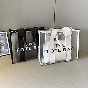 Tote Bags For Women Fashion Clear Shoulder Crossbody Bag Purse Transparent Tote Handbag Top Button For Travel Shopping Dating