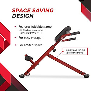 Stamina X Hyperextension Bench - Adjustable and Foldable Roman Chair with Smart Workout App for Home Workout - Up to 250 lbs Weight Capacity