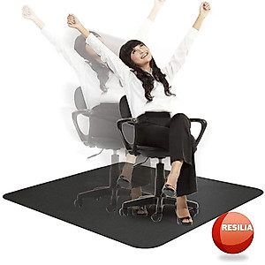 Resilia Office Desk Chair Mat - for Low Pile Carpet (with Grippers) Black, 36 Inches x 48 Inches, Made in The USA