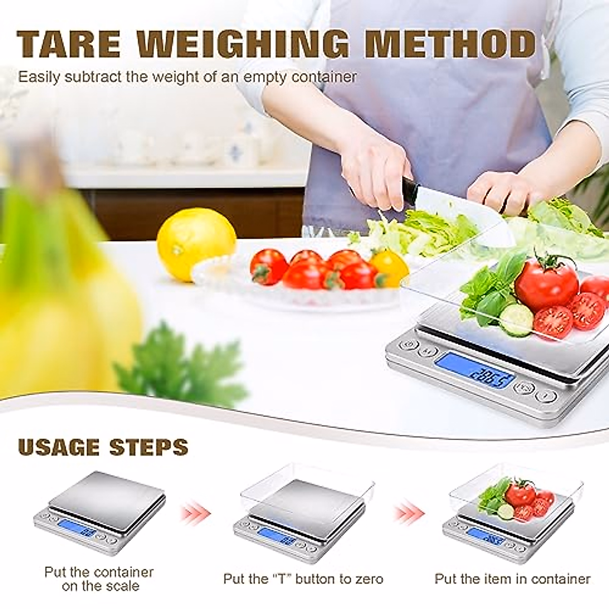 OGWAI Food Scale Rechargeable, Multifunction Kitchen Scale Digital with Peeling Weight Grams and Oz, Digital Gram Kitchen Scale for Food - Kitchen Small Appliances