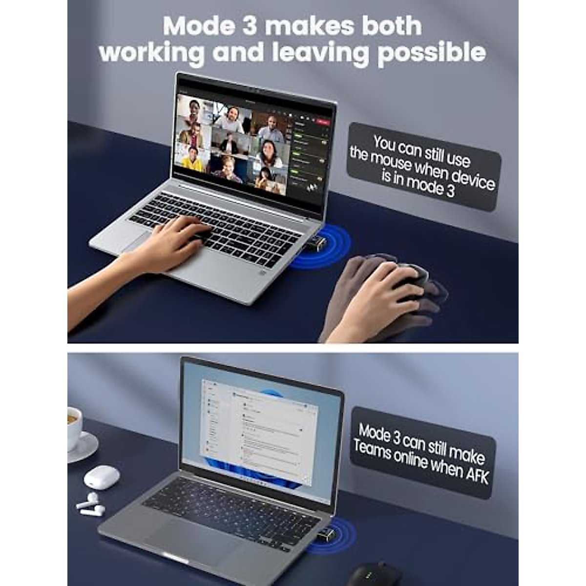 Meatanty Metal Tiny Mouse Jiggler, USB Mouse Mover Undetectable, Automatic Shaker with Separate Mode and ON/Off Buttons, Mouse Moving Device LED Screen, Wiggler Giggler Keep Computer/PC/Laptop Awake