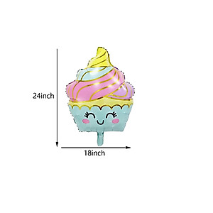 6PCS Ice Cream Foil Balloons Large Ice Cream Mylar Balloons for Ice Cream Summer Hawaii Luau Birthday Baby Shower Party Decorations Supplies