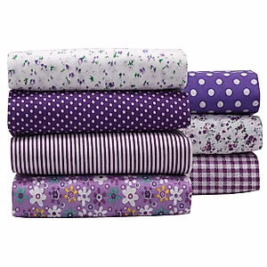 OZXCHIXU 7PCS/lot Purple Series Floral Cotton Fabric Quilting Patchwork Fabric Fat Quarter Bundles Fabric for Scrapbooking Cloth Sewing DIY Crafts Handmade Bags Pillows 19.7X19.7inches