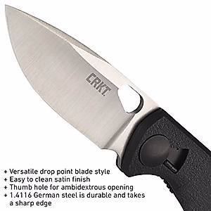 Columbia River Knife & Tool CRKT HVAS Folding Pocket Knife: Compact, Outdoor Survival or Utility Folder for Camping, Hiking, Fishing, or Hunting with Field Strip, and Liner Lock 2817