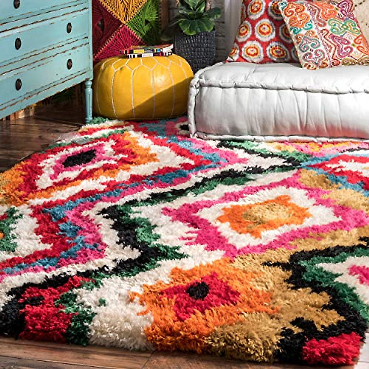 nuLOOM Handmade Carnival Abbey Shaggy Area Rug, 6' x 9', Multi