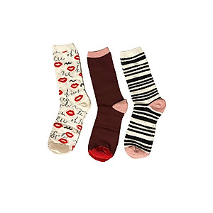 Kate Spade 3 Pack Heart Trouser Socks, Posy Red