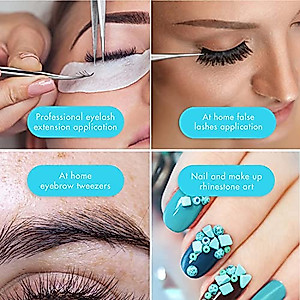 Eyelash Extension Tweezers Set of 2 Eyelash Tweezers - Isolation Tweezers Eyelash Extensions and Volume Lash Tweezers - Straight and Pointed Curved Tweezers - Professional Lash Tweezers – by CLW