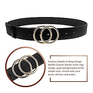 Udekit Women's Leather Belt Double O Ring Soft Faux Leather Waist Belt Medium Size (3 Pieces/Set)