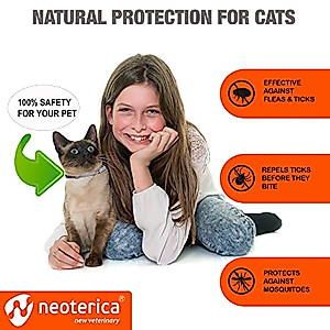 Natural Flea & Tick Collar for Cats - 6 Months Control of Best Prevention & Safe Treatment - Anti Fleas and Ticks Essential Oil Repellent (1 Pack)