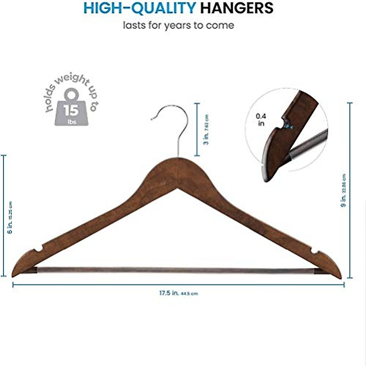GSDNV 10/20PCS Wide Shoulder Wonder Hangers Coat Solid Wood Mounted Sundries Handbag High-Grade Suit Adult Woods Hanger for Clothes (Color : 20pcs)