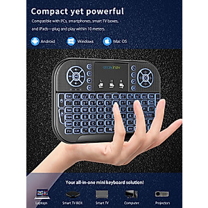 GECENinov Mini Wireless Touchpad Keyboard, Portable , 7 Colors RGB Backlit , 2.4G Rechargeable Remote Controller Mouse Combo, Compatible with PC, Laptops, Smart TVs, Gaming