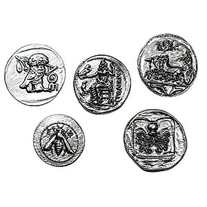 Silver Plated Ancient Greek Coins - Reproduction Tetradrachm - 5 Pieces Set