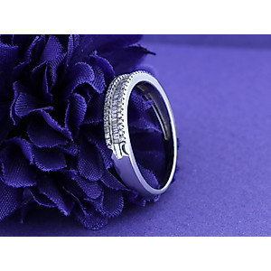 Dazzlingrock Collection 0.30 Carat (ctw) 10K Round & Baguette Diamond Ladies Wedding Band 1/3 CT, White Gold, Size 7