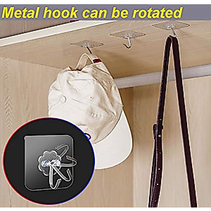Adhesive Hooks - Transparent Reusable Utility Hooks Heavy Duty Wall Hooks 13lb(Max) Seamless Hooks Waterproof and Oil Proof for Kitchen Bathroom and Kitchen (50)