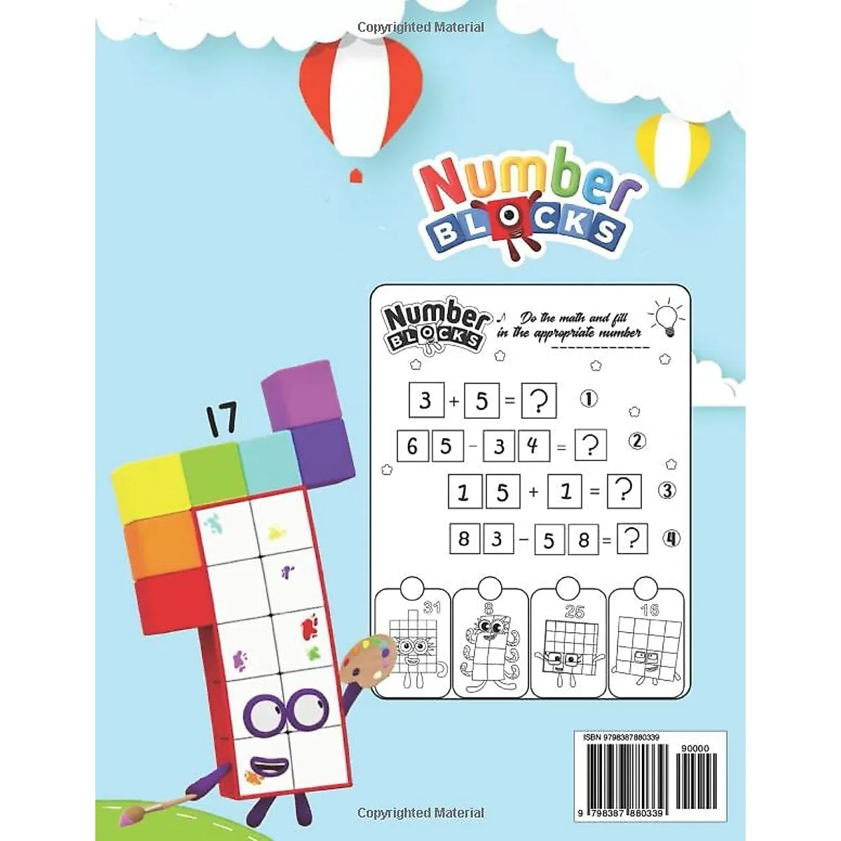 Number Blocks Math Book: Addition & Subtraction Workbook, Ages 3 to 8, Place Value, Regrouping,math maze....and MORE !!!