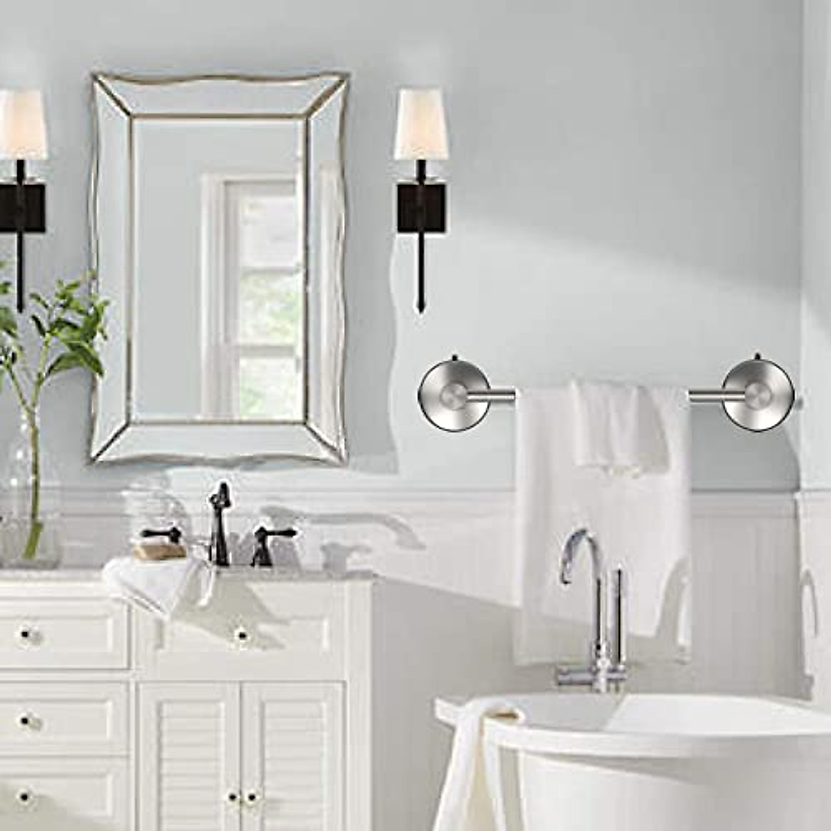 DGYB Suction Cup Towel Bar for Bathroom 17 Inch Set of 2 Brushed Nickel Towel Holder Stainless Steel Premium Kitchen Towel Rack Wall Mounted