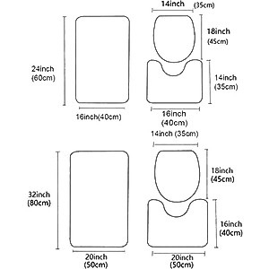 Habilboi 3 Pieces Bathroom Mat Bath Mat Set Blue Plant 20x32inch Non-Slip Bathroom Decor Doormat Runner Rugs,U-Shaped Toilet Floor Mats,Toilet Seat Cover