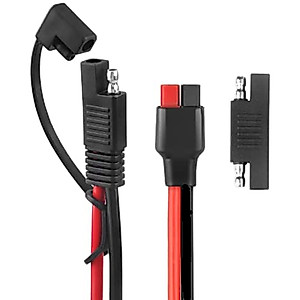 Halokny SAE Connector Adapter 12AWG Cable, with Waterproof and Dustproof Cover for Pre-Wired RV Boat Charge Battery Solar Panel, Compatible Anderson PowerPole Port - 30cm/1FT