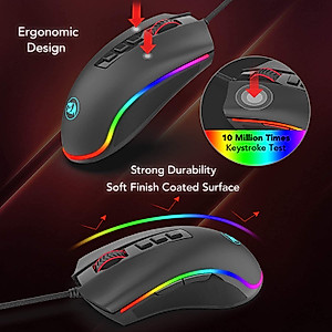Redragon M711 Cobra Gaming Mouse with 16.8 Million RGB Color Backlit, 10,000 DPI Adjustable, Comfortable Grip, 7 Programmable Buttons