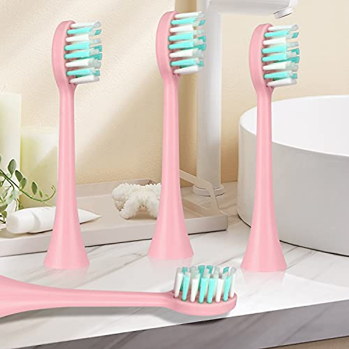Kingeroes Replacement Brush Head, 4 Brush Heads in a Box, Pink