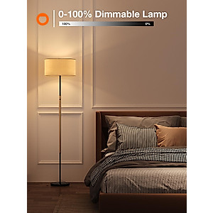 addlon Floor Lamps for Living Room, dimmable Floor lamp with 2 LED Bulbs, Super Large lampshade Modern Standing lamp, Bright Tall Floor lamp for Bedroom and Office (Adjustable Brightness) - Black