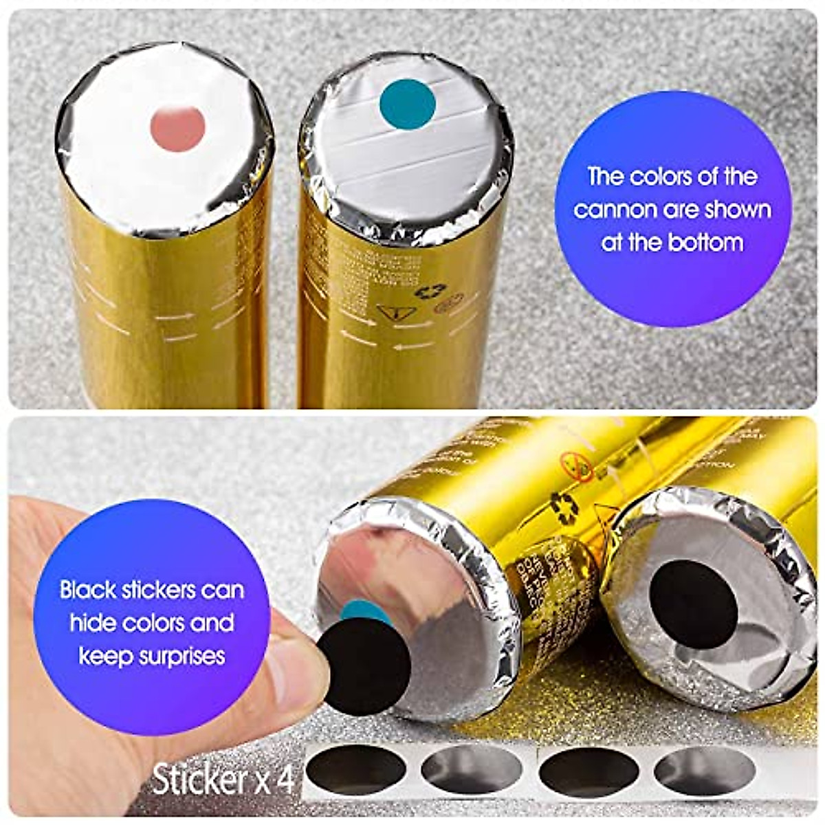 Tamsan Premium Gender Reveal Confetti Powder Cannon - Set of 4 Mixed (2 Blue & 2 Pink) Gender Reveal Confetti Cannon, 100% Biodegradable Tissue Safe Powder Smoke Baby Gender Reveal Party Supplies