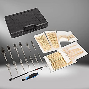 Bonbo Professional Diesel Injector-Seat Cleaning Kit 8090S on Cylinder Heads, Including Helix Brushes, Two-Stage Brushes, Bore Brushes and Swabs (Stainless Steel, 17-Pack)