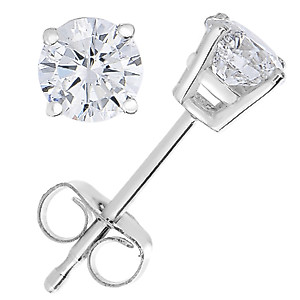 Vir Jewels 1/4 cttw Diamond Stud Earrings 14K White Gold Push Backs Round 4 Prong Basket