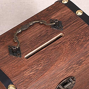 Sewroro Small Wooden Treasure Chest Boxes Retro Treasure Chest Storage Box with Lock& Keys Bank Box Birthday Gifts