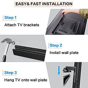 No Drill Drywall TV Mount, No Stud TV Wall Mount for 32-75 Inch Most Brand TVs up to 150lbs, Easy Install No Stud Studless TVs Wall Mount, Included All Hardware-New Level Bubble Meter