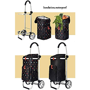 Shopping Trolley on Wheels Multi Function Shopping Cart Folding Portable Climbing Stair Trolley Trailer,Insulation Trolley Retractable Fast Folding Storage Hand Trucks,