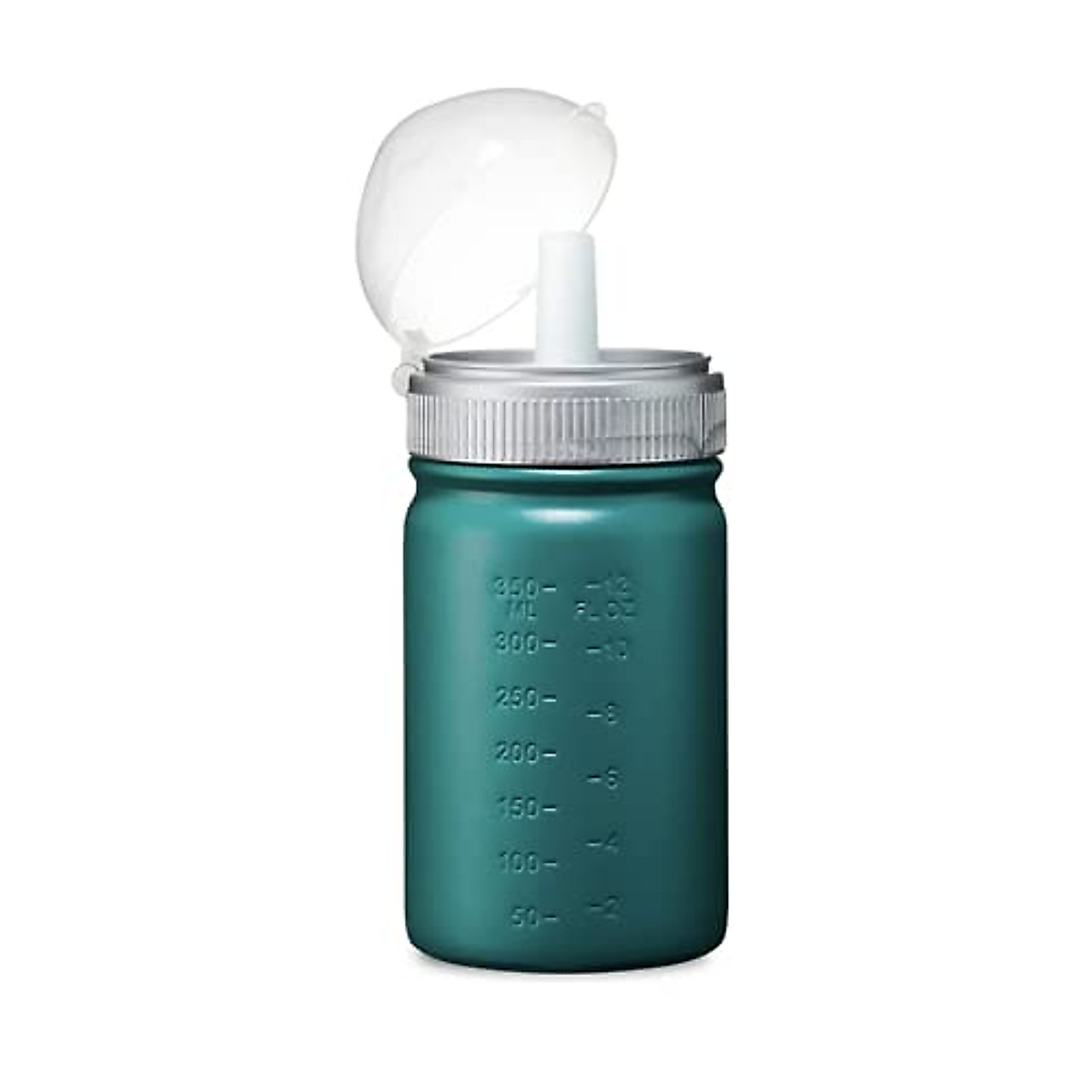 Mason Bottle Stainless Steel Mason Bottle Straw Cup, Light-Weight, Single-Wall - Includes 1 Stainless Steel Mason Jar, 1 Ring & Cap, 1 Straw Top (Green)