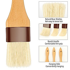 Pastry Brush-Basting Brush for Cooking,2 Pc Boar Bristles Food Brush for BBQ,Beech Wooden Handle Butter Brush for Baking/Spreading Marinade/Sauce/Oil/Egg/Kitchen Brushes for Cooking(1 &1 1/2 inch)